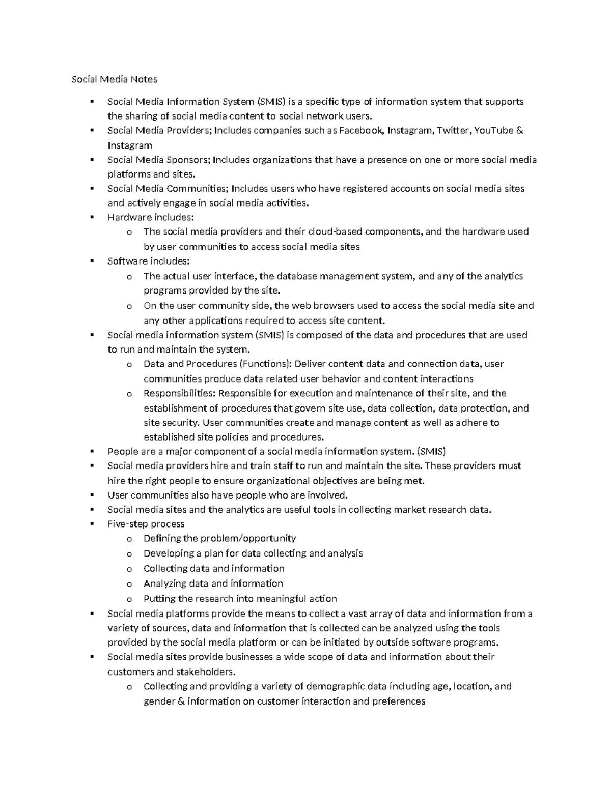 Social Media Notes - Social Media Notes Social Media Information System ...