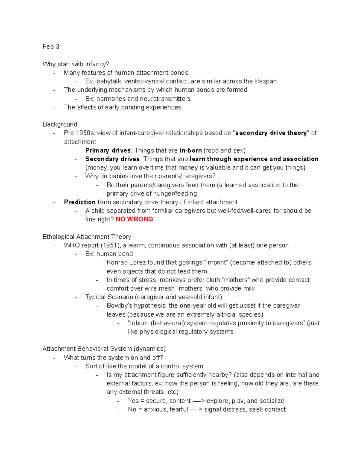 Copy of Human Bonding Notes Full Doc - Feb 3 Why start with infancy ...