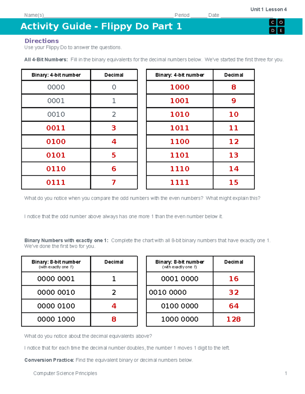 Activity Guide - Flippy Do Pt 1 - Unit 1 Lesson 4 - Unit 1 Lesson 4 ...