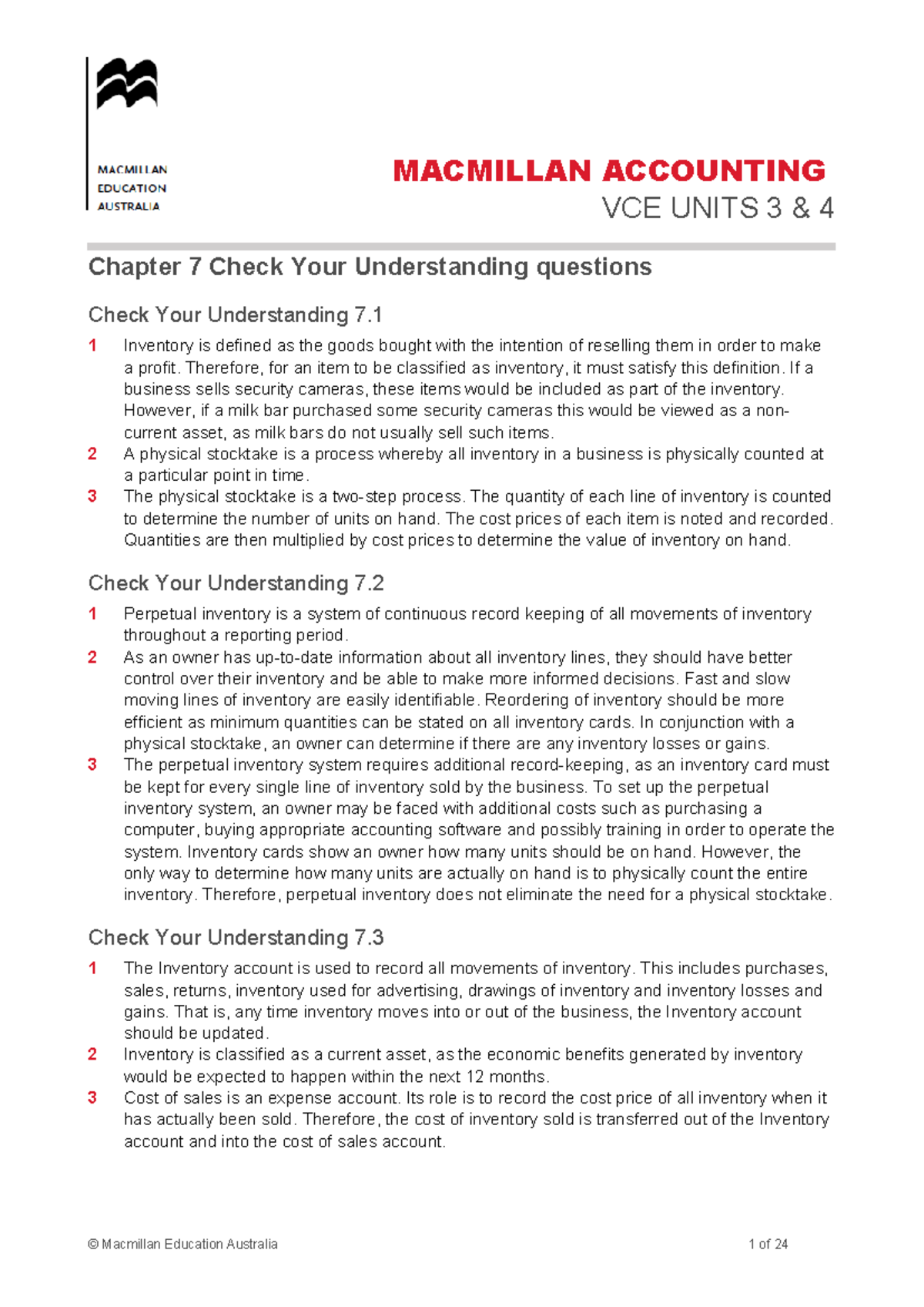 7 answers VCEAcc 34 - MACMILLAN ACCOUNTING VCE UNITS 3 & 4 Chapter 7 ...