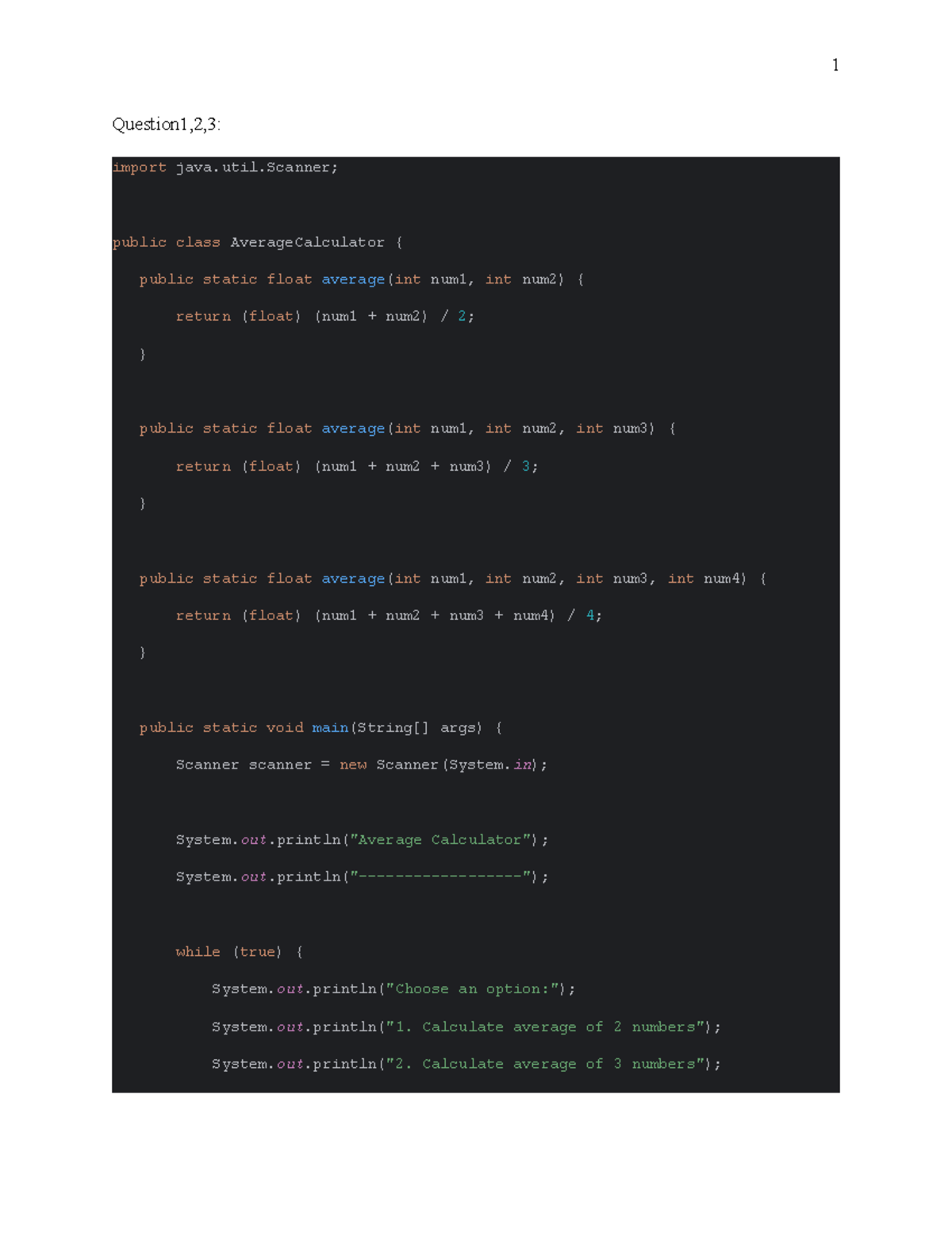Tutorial 5 - Question1,2,3: import java.util; public class AverageCalculator { public static ...