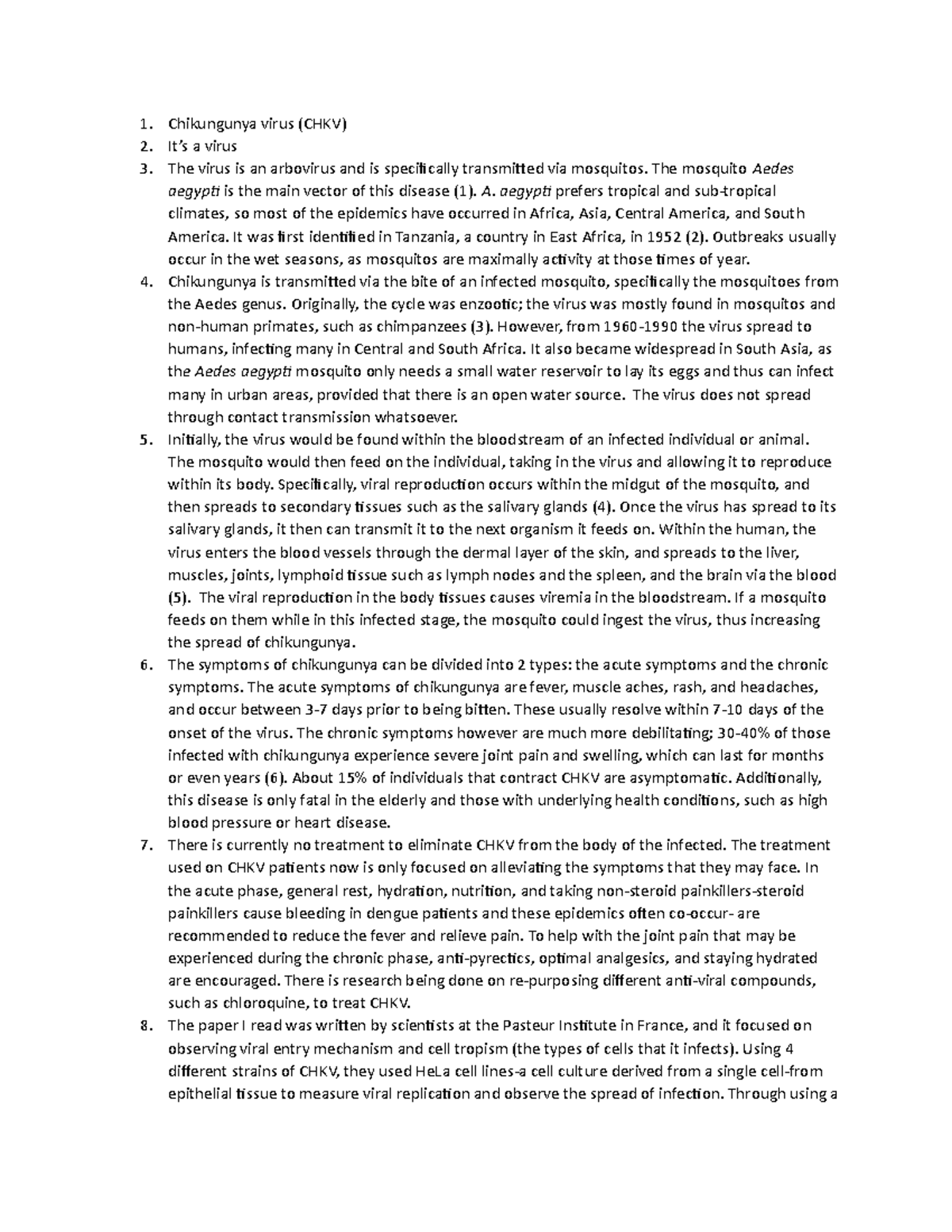 Chikungunya virus - Assignment 2 - Chikungunya virus (CHKV) It’s a ...