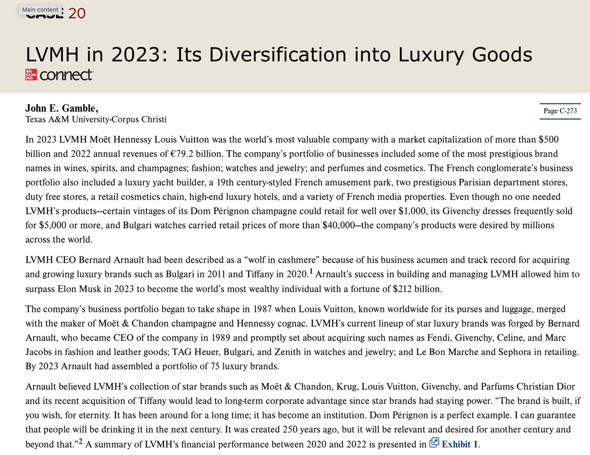 LVMH - Practice case study - LVMH 2024 - Main content 20 LVMH in 2023 ...