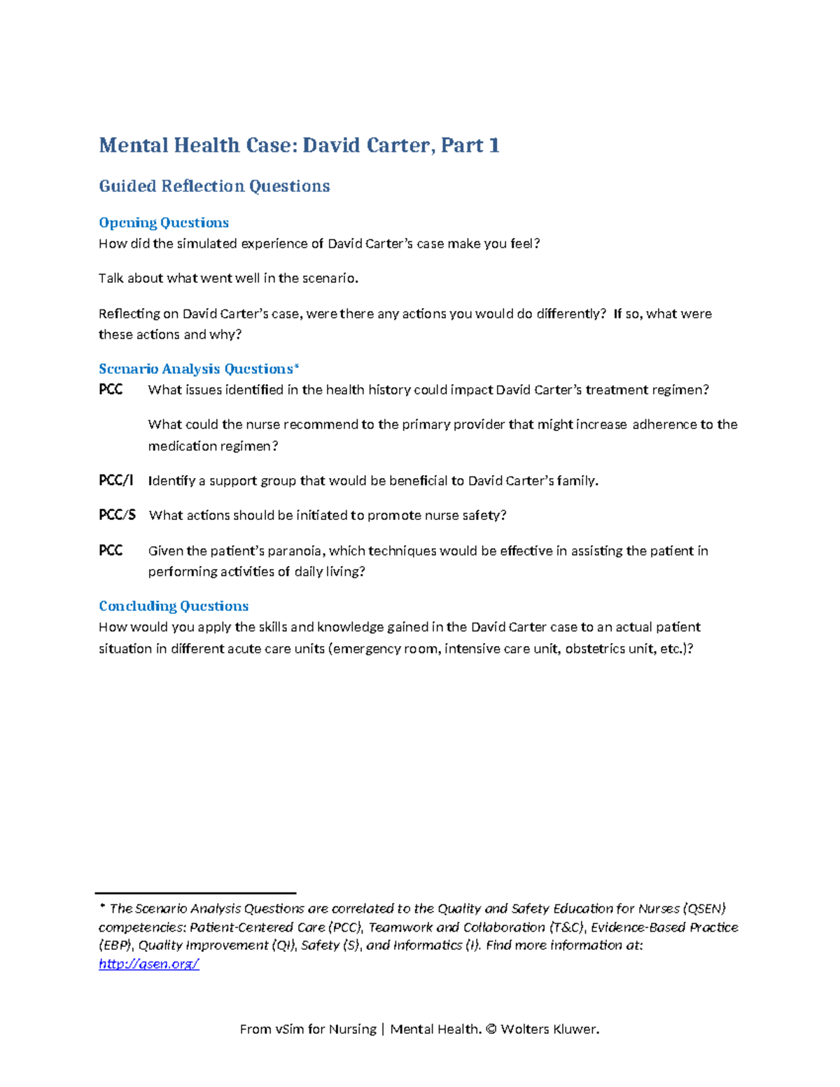 V Sim2 - self lead docuemtns - Mental Health Case: David Carter, Part 1 Guided Reflection ...