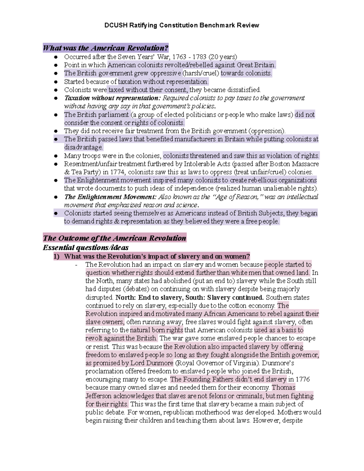 Dcush Ratifying Constitution Review - What was the American Revolution ...