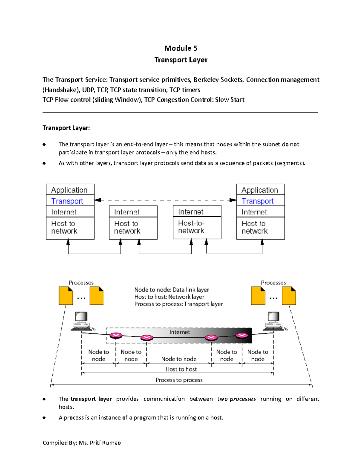 CN Module 5 - Module 5 Transport Layer The Transport Service: Transport ...