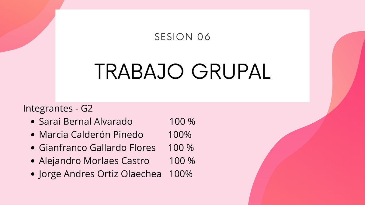 Sesión 5- Grupo 2 - PPT - ####### SESION 06 ####### Sarai Bernal ...