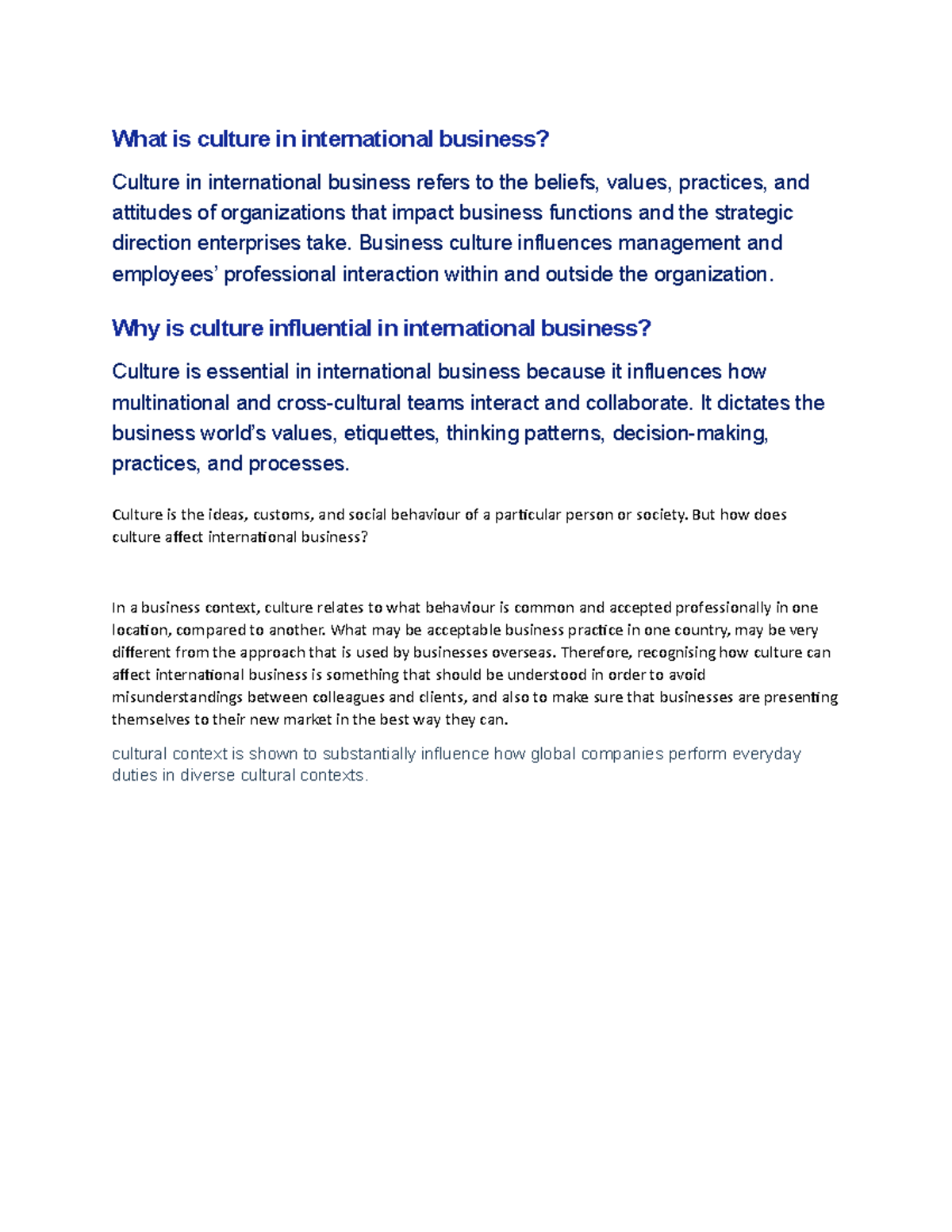 What is culture in international business - Business culture influences ...