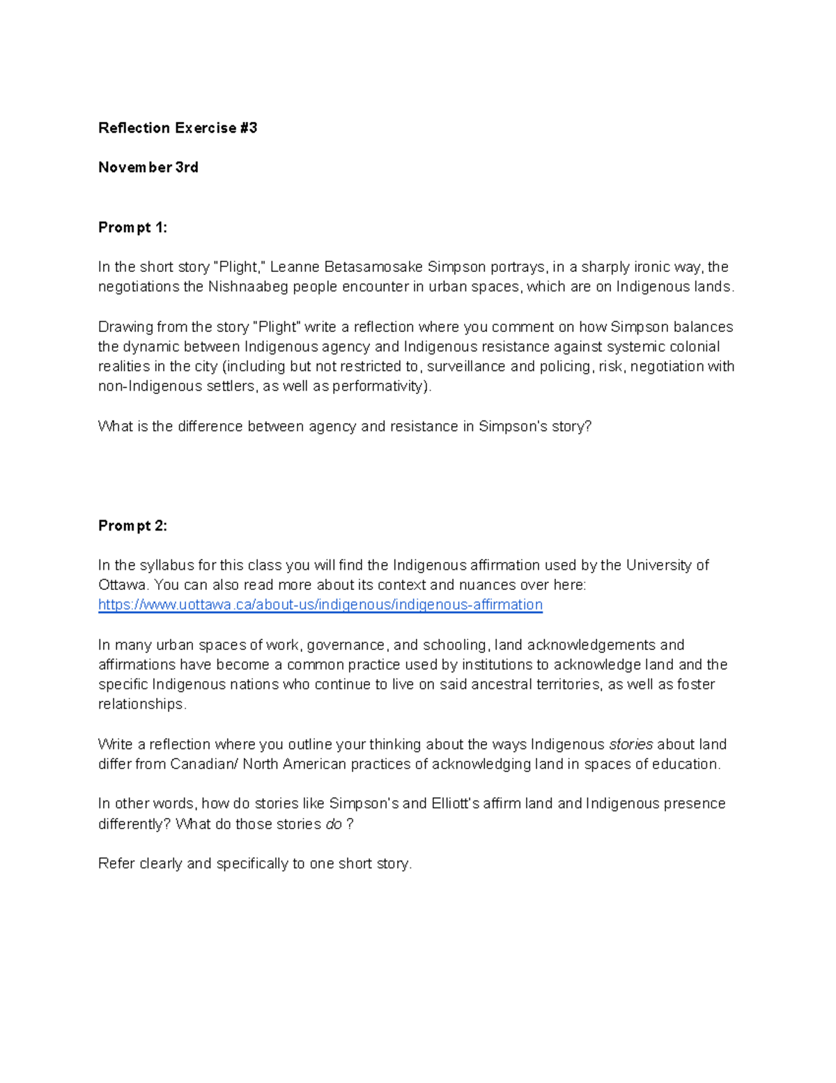 Reflection Exercise #3 - Drawing from the story “Plight” write a ...