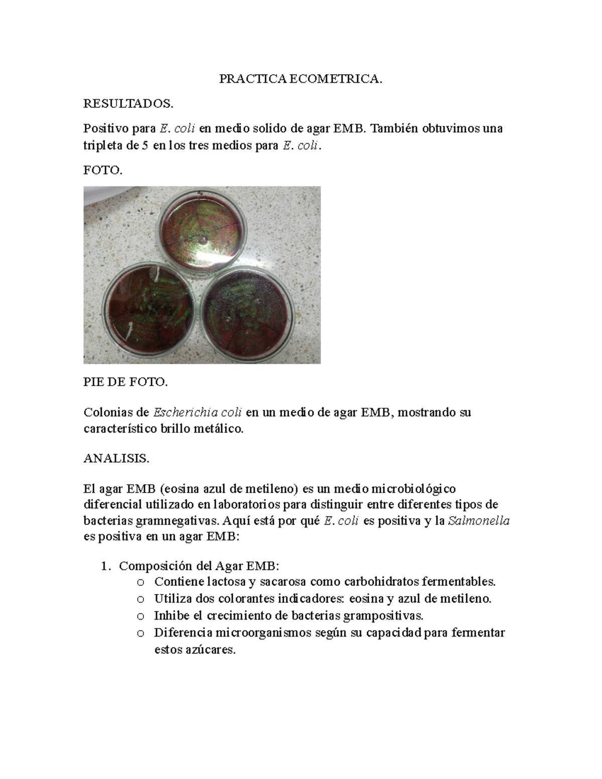 Practica Ecometrica - laboratorio - PRACTICA ECOMETRICA. RESULTADOS ...