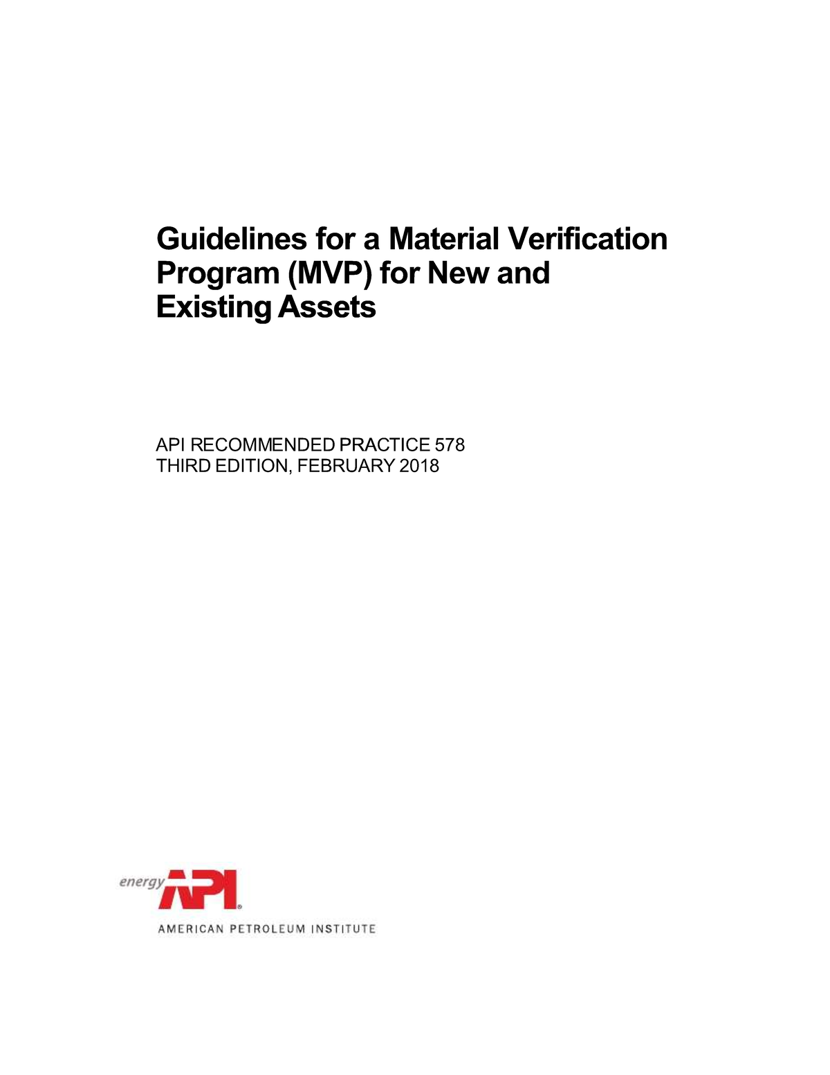 API-578-2018 - Code work - Guidelines for a Material ...