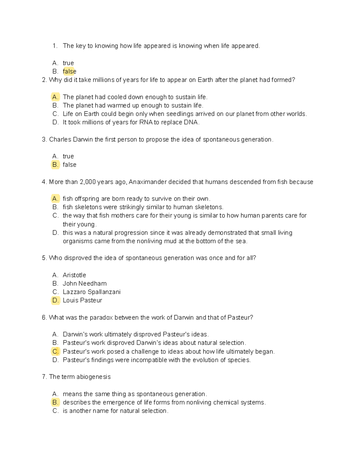 Origin of life revision questions nd solutions - The key to knowing how ...