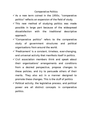 Political System Input-Output Analysis PLM1002 - Comparative Politics ...
