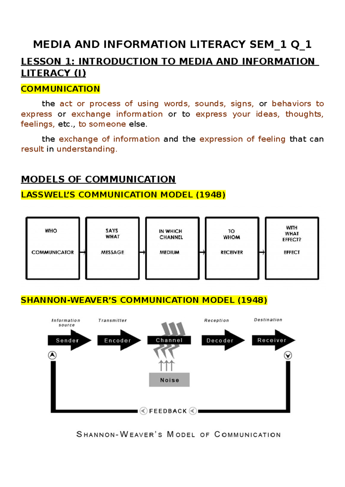 Media AND Information Literacy SEM - MEDIA AND INFORMATION LITERACY SEM ...