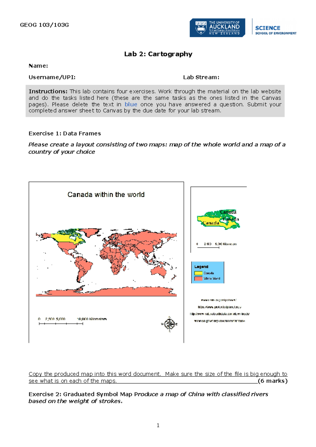 103 lab2 worksheet - GEOG 103/103G Lab 2: Cartography Name: Username ...