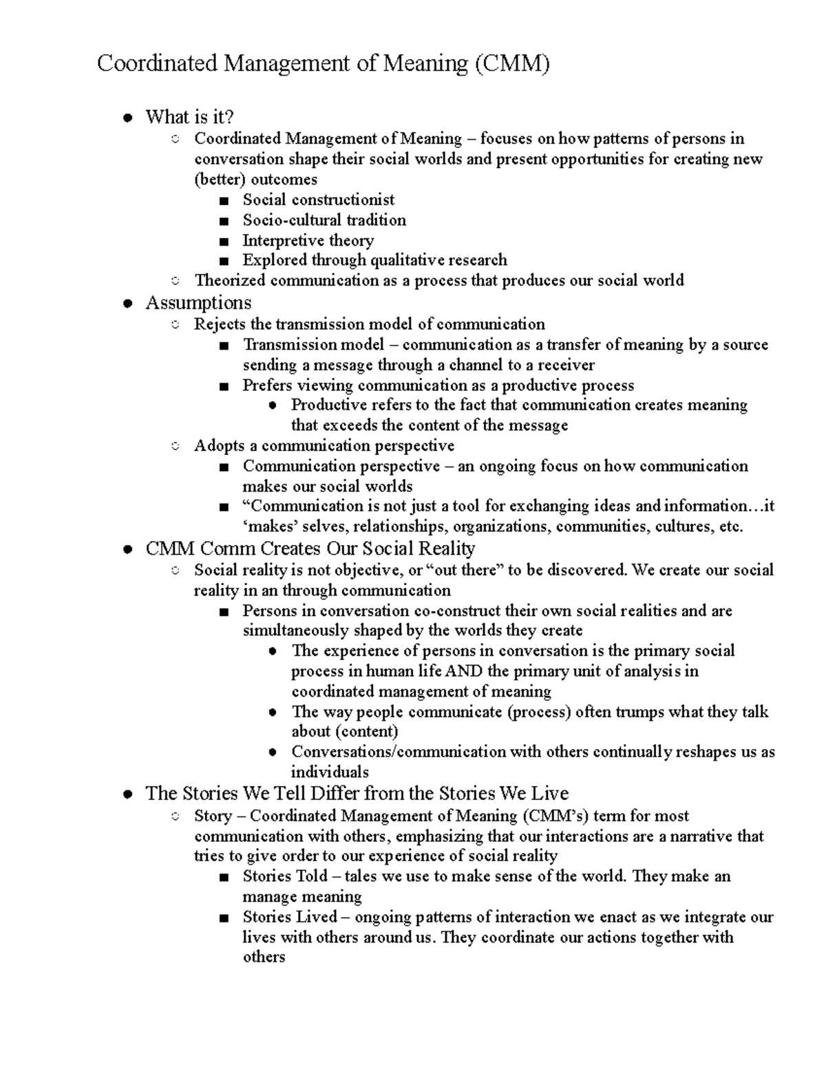 Coordinated Management of Meaning (CMM) - Studocu