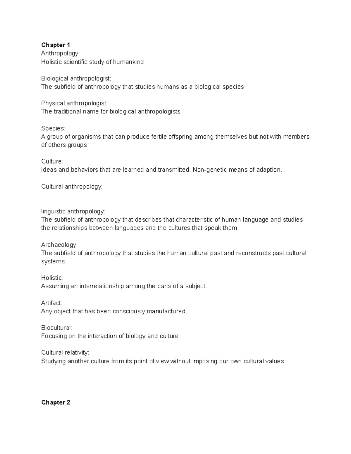 Chapter 1 - ANthropology Pfeister Notes - Chapter 1 Anthropology ...