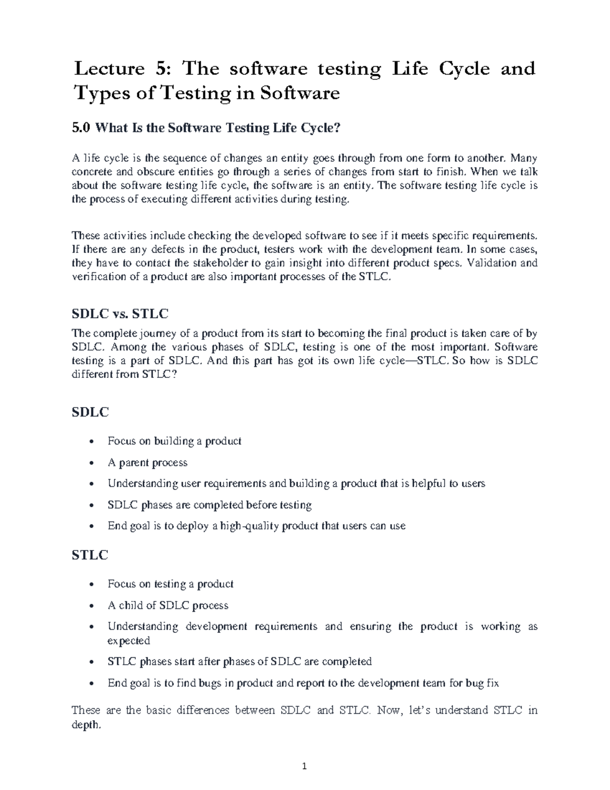 Lecture 5 Types of Software Testing - Lecture 5: The software testing ...