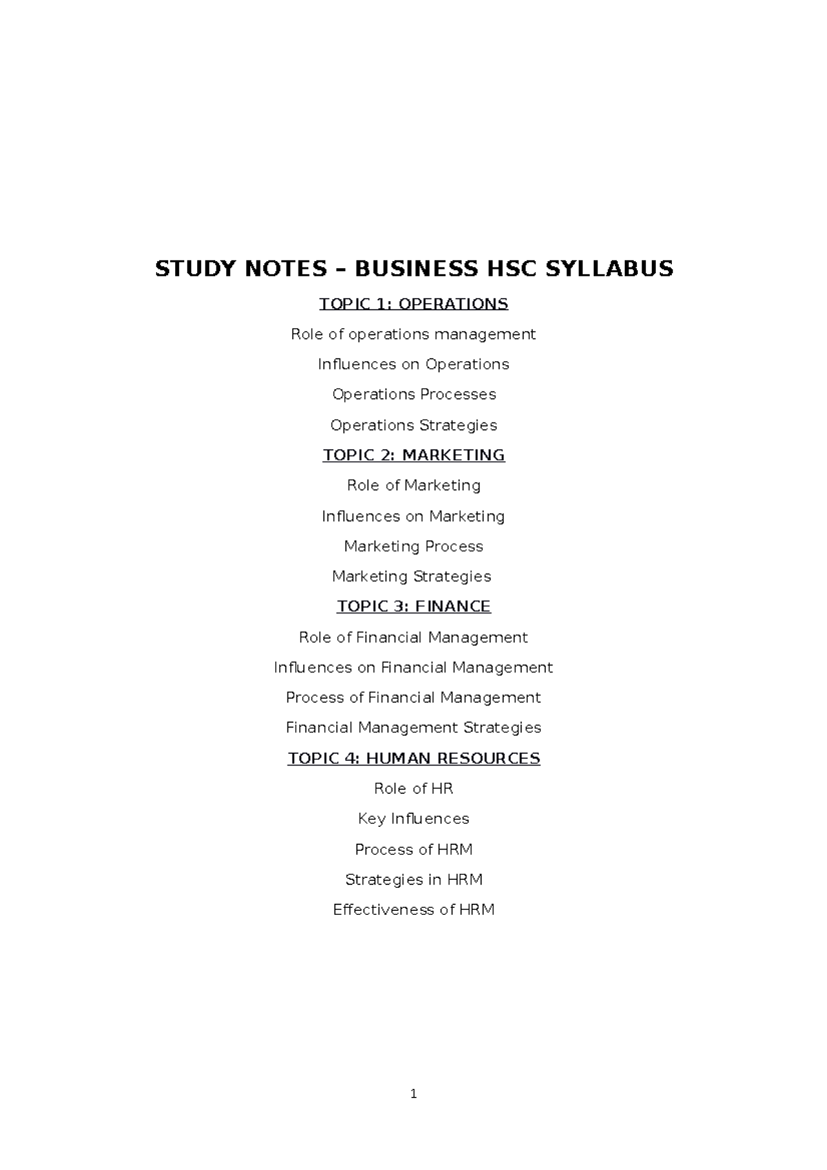 Study Notes - Business - STUDY NOTES – BUSINESS HSC SYLLABUS ...