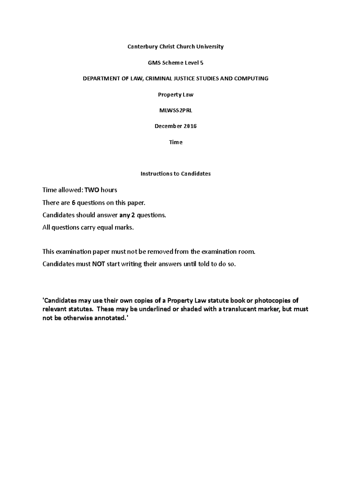 Property 2016 Resit - Notes - Canterbury Christ Church University GMS ...