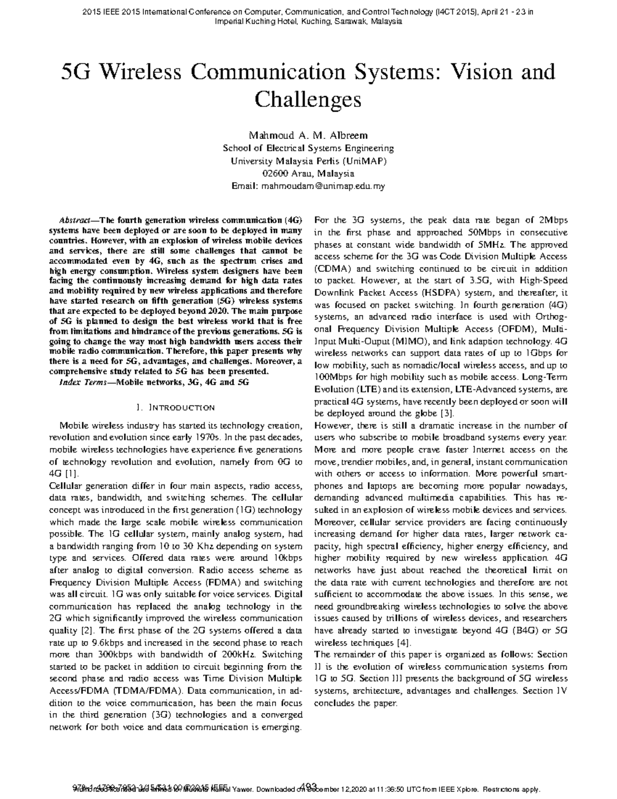 5G wireless communication systems Vision and challenges - 5G Wireless ...