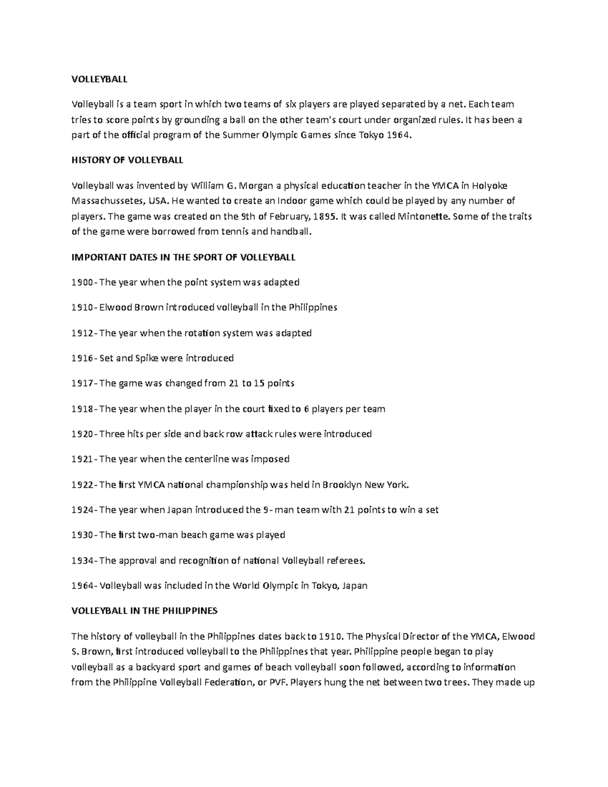 PE Midterm Reviewer-WPS Office - VOLLEYBALL Volleyball is a team sport ...