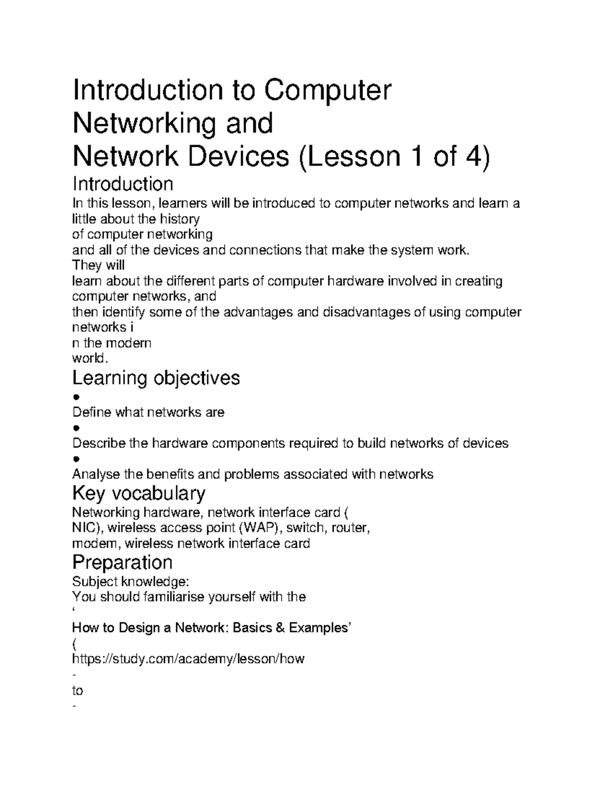 Introduction to Computer Networking and - Introduction to Computer Networking and Network ...