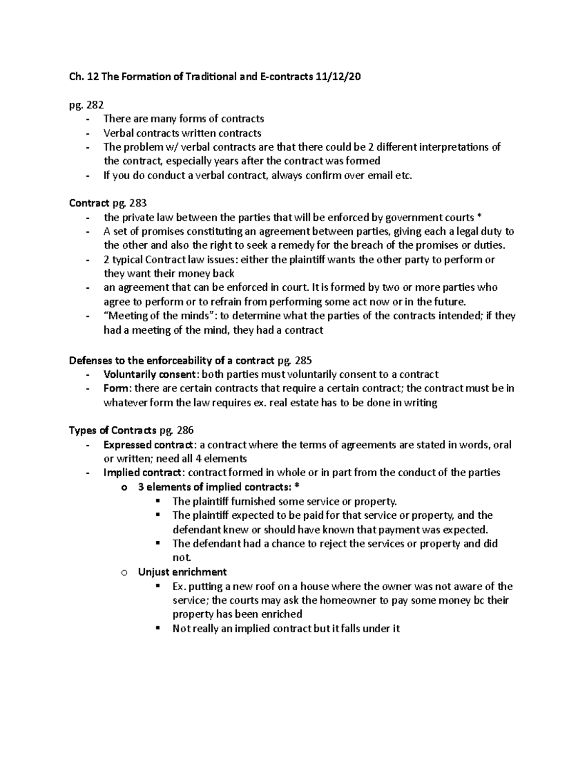 Ch. 12 The Formation of Traditional and E-contracts - Ch. 12 The ...