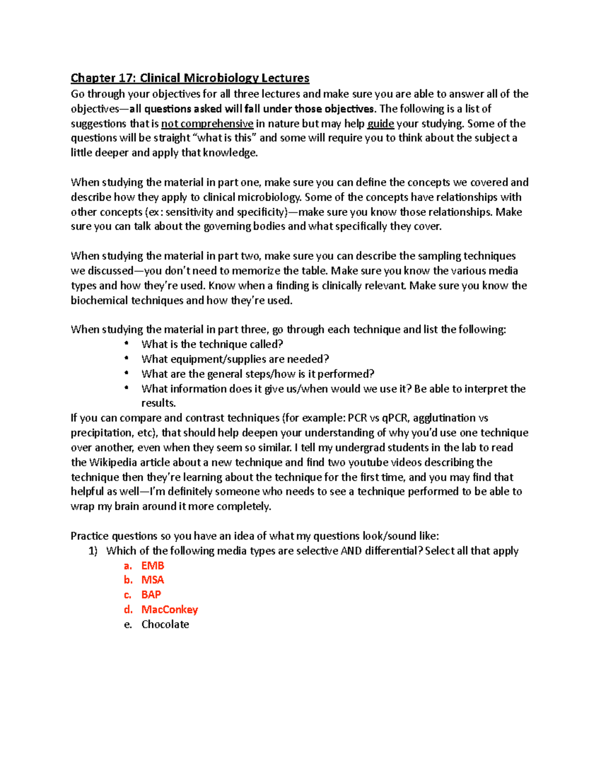 Clinical micro guide - practice bio questions to study - Chapter 17 ...