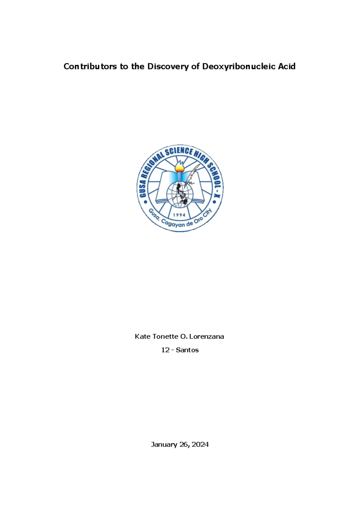 A Review paper about DNA and how it was discovered. The discovery of ...