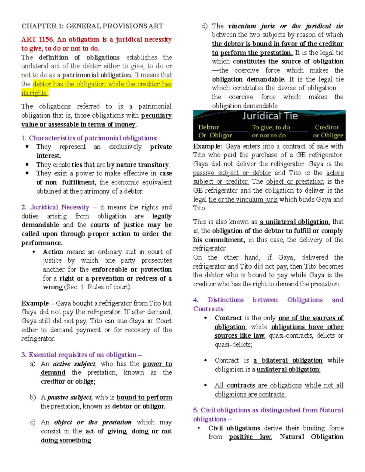 Oblicooon prelim - REVIEWER FOR PRE-LIM EXAMS - CHAPTER 1: GENERAL ...