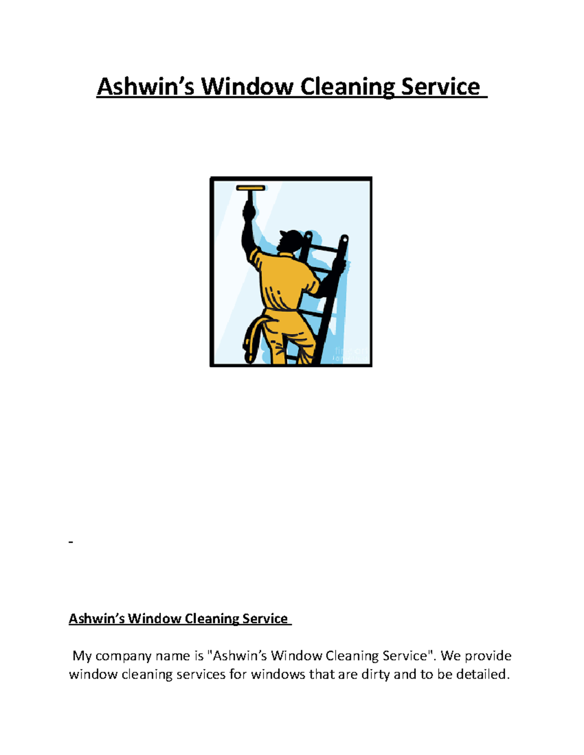 Accounting ISU Ashwin - adwadada - Ashwin’s Window Cleaning Service ...