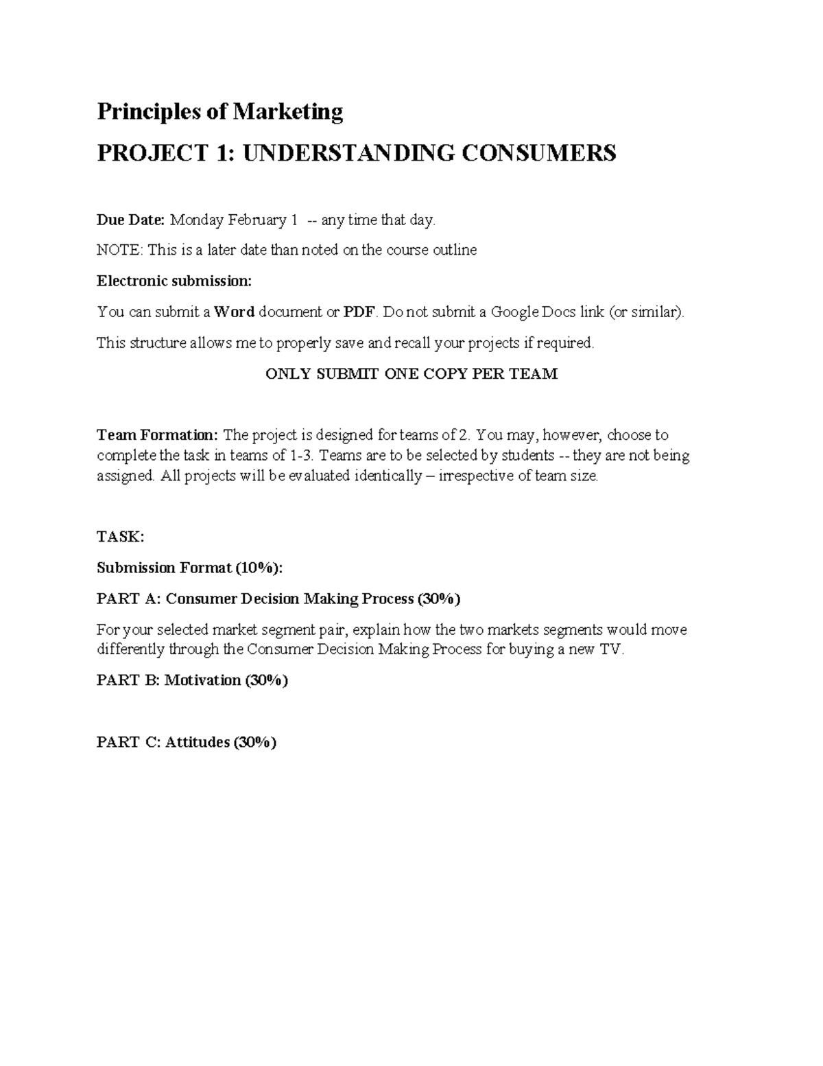 Principles of Marketing Assignment 1 - Principles of Marketing PROJECT ...