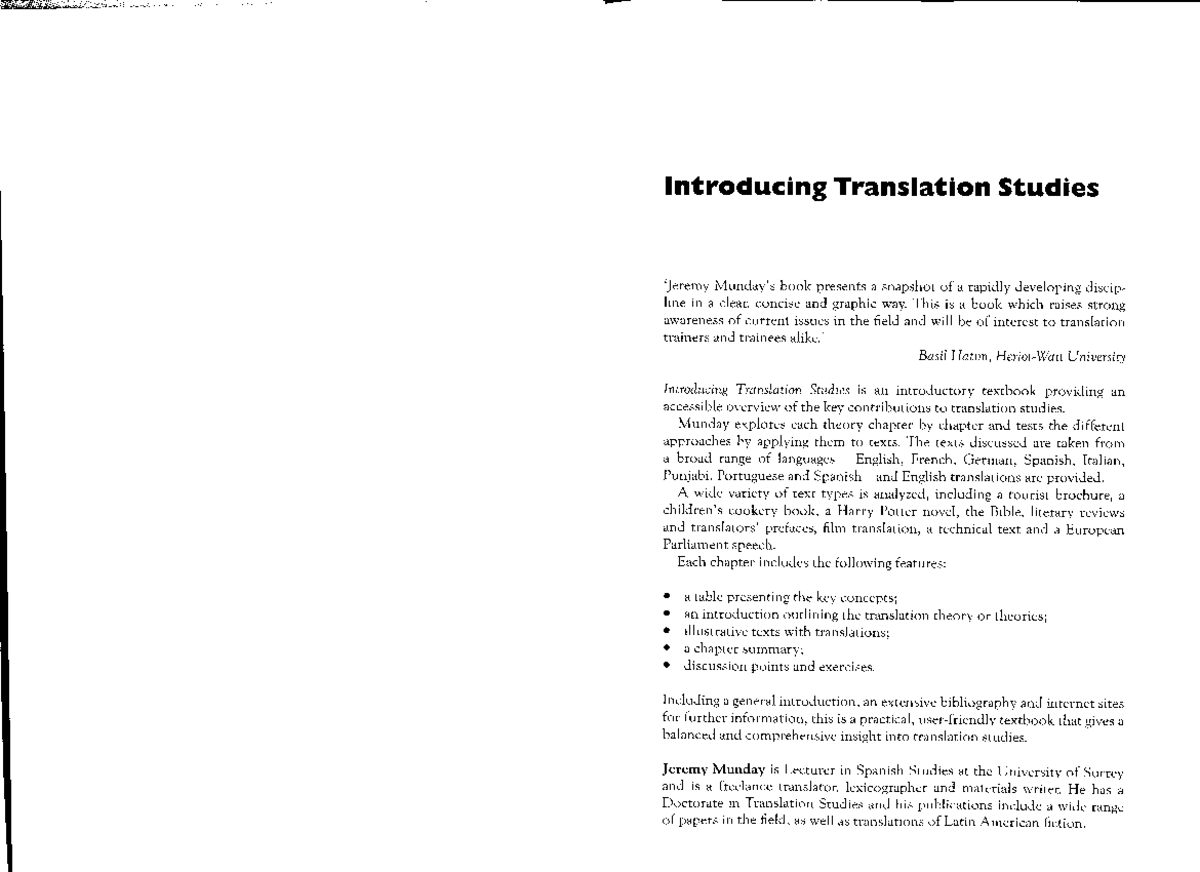 Introducing Translation Studies - Theories and applications - 101302 ...