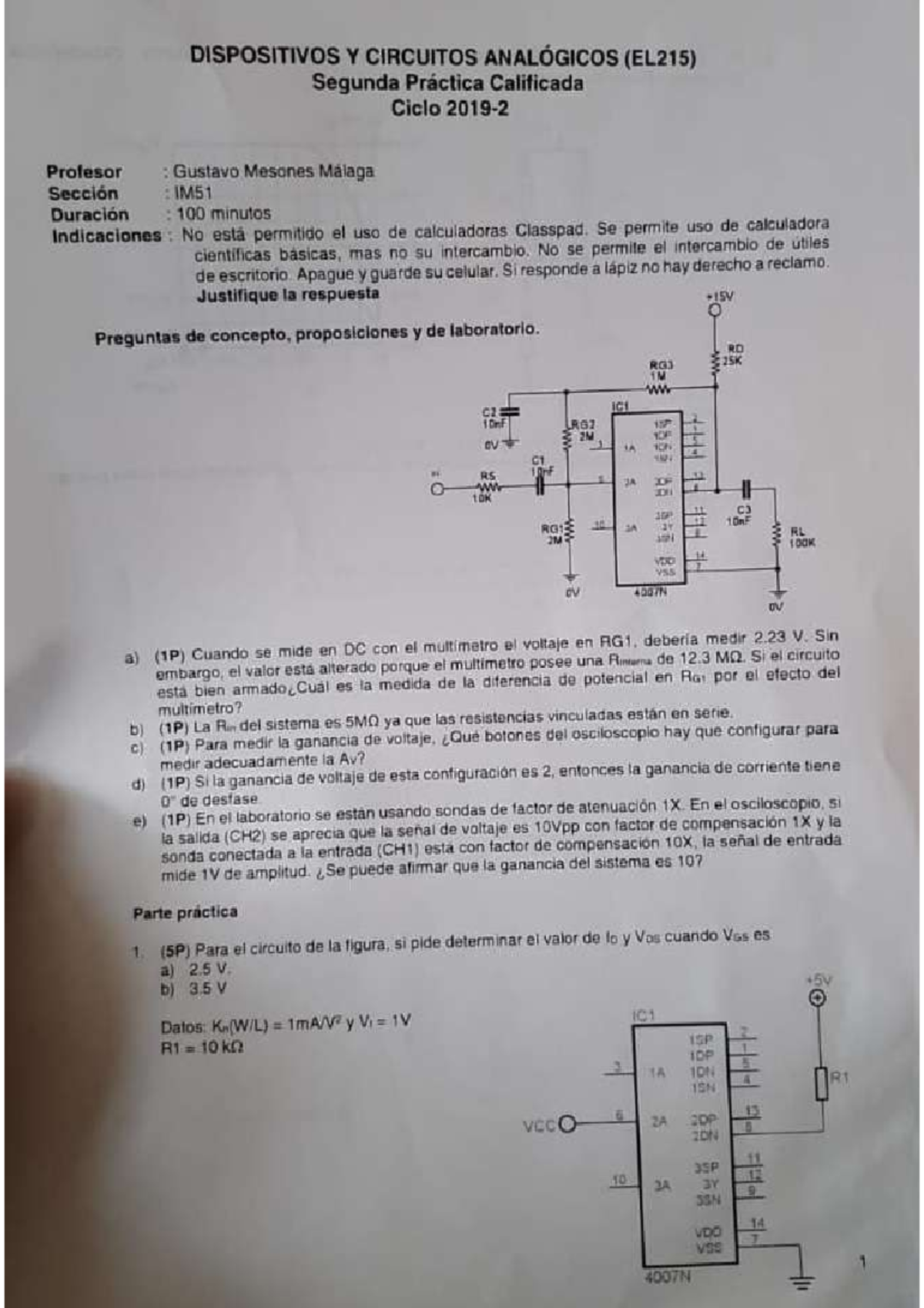 PC2 Dispositivos y Circuitos Analogicos 2019-2 B - Studocu