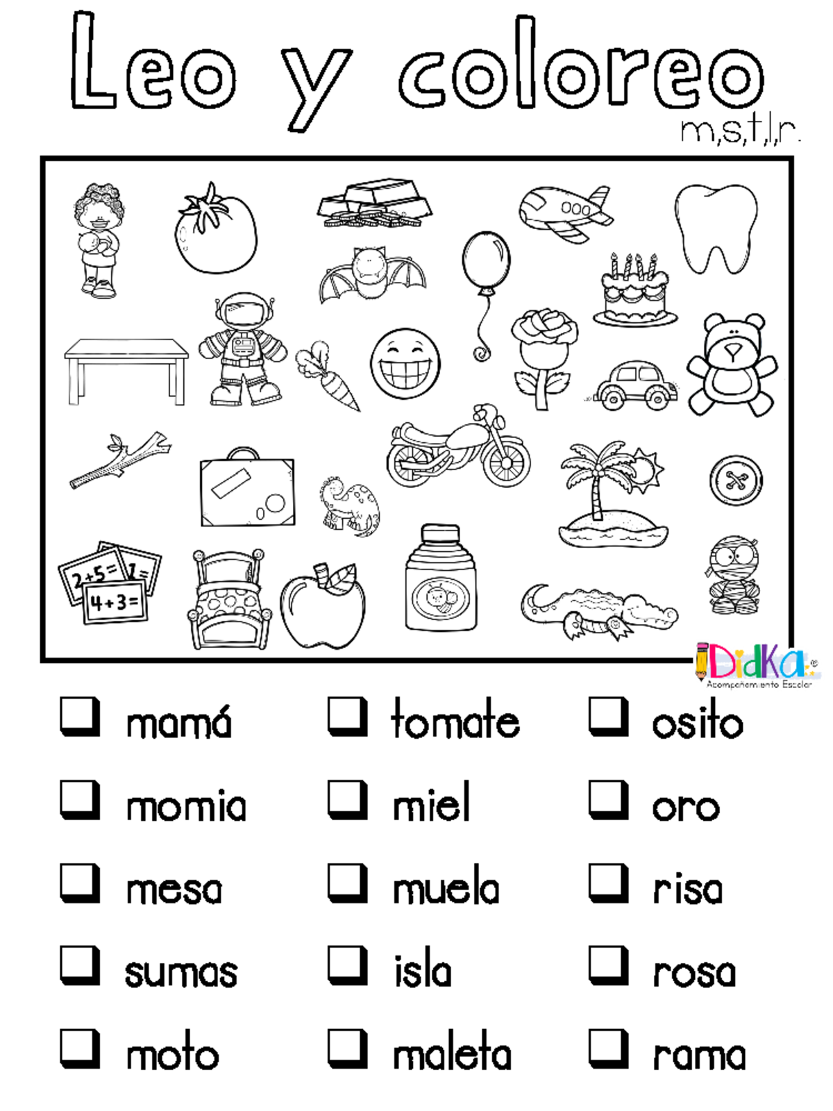 Leo-y-coloreo - Colorear - mamá tomate osito momia miel oro mesa muela ...