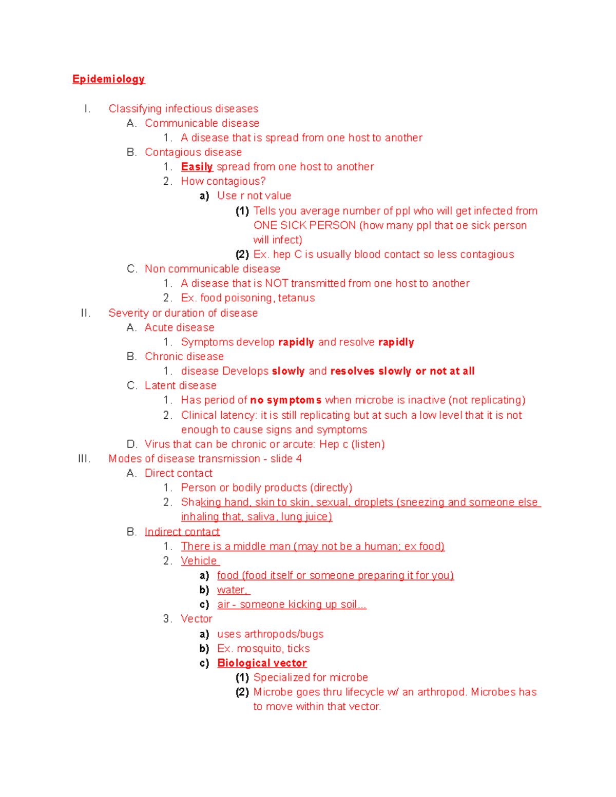 Micro UNIT 3 - Lecture notes unit 3 - Epidemiology I. Classifying ...