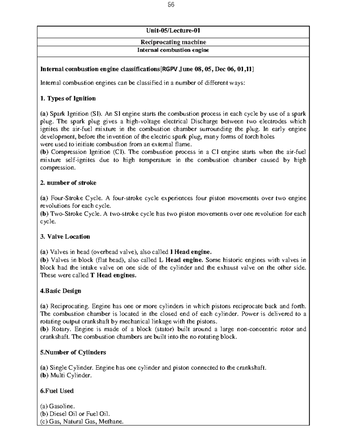 Engines - Unit-05/Lecture- Reciprocating machine Internal combustion ...