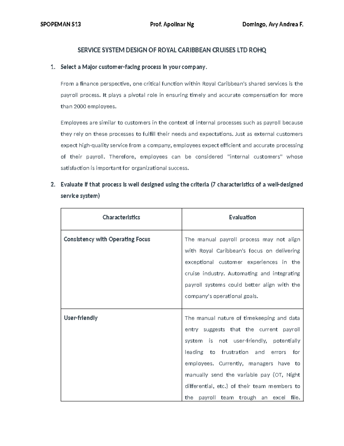 Service System Design - SPOPEMAN S13 Prof. Apolinar Ng Domingo, Avy ...