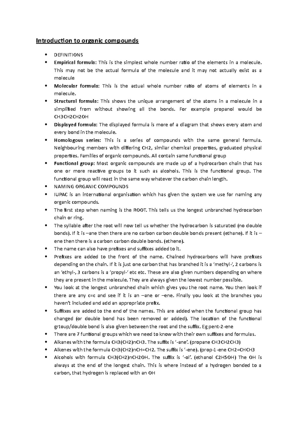 Introduction to organic compounds - Introduction to organic compounds ...