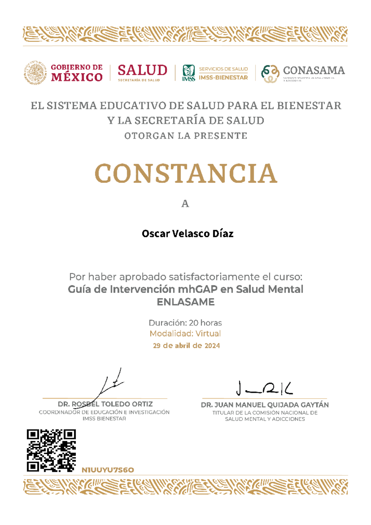 DOC-20240327-WA0012 - constancia de cursos de insabi - Manejo de técnicas y equipo para ...