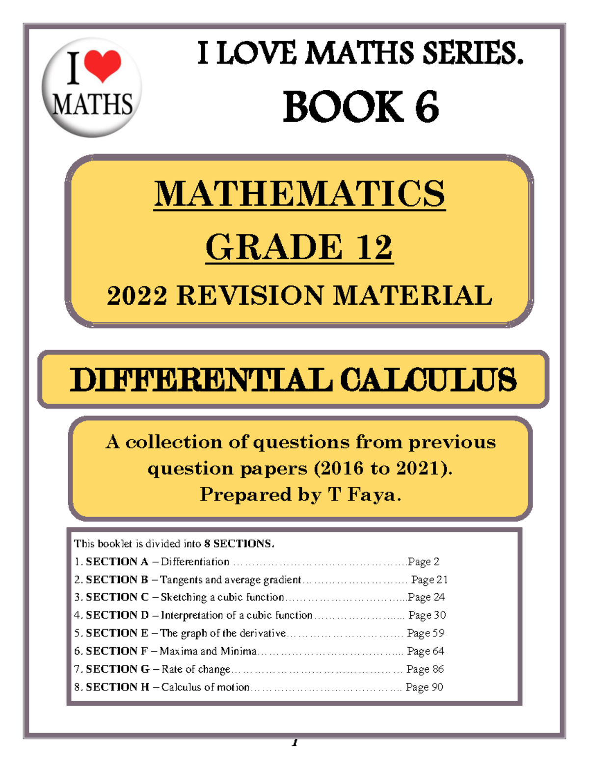 I LOVE Maths Series BOOK 6 - Calculus 2 - MATHEMATICS GRADE 12 2022 ...