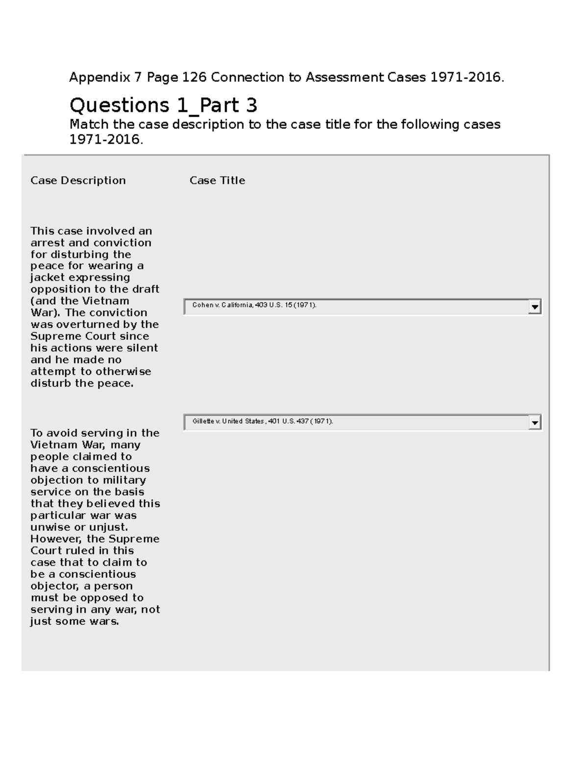 Appendix 7 Cases 1971-2016 Page 126 Connection to Assessment - Appendix ...