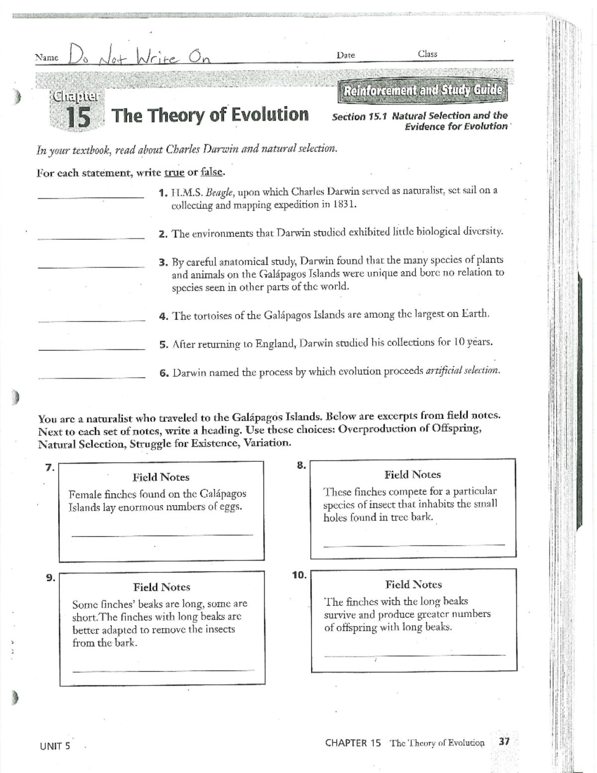 The Theory of Evolution Study Guide - Studocu