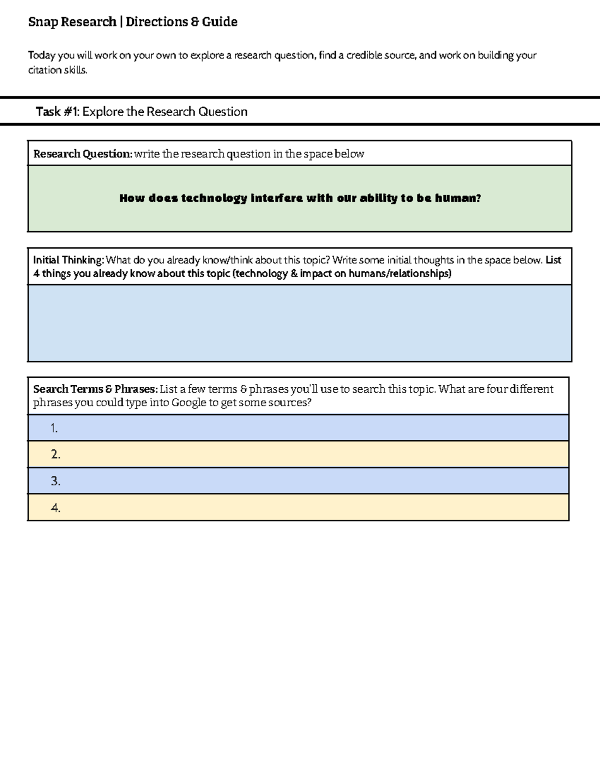 Snap Research Summative Directions Guide - Snap Research | Directions ...