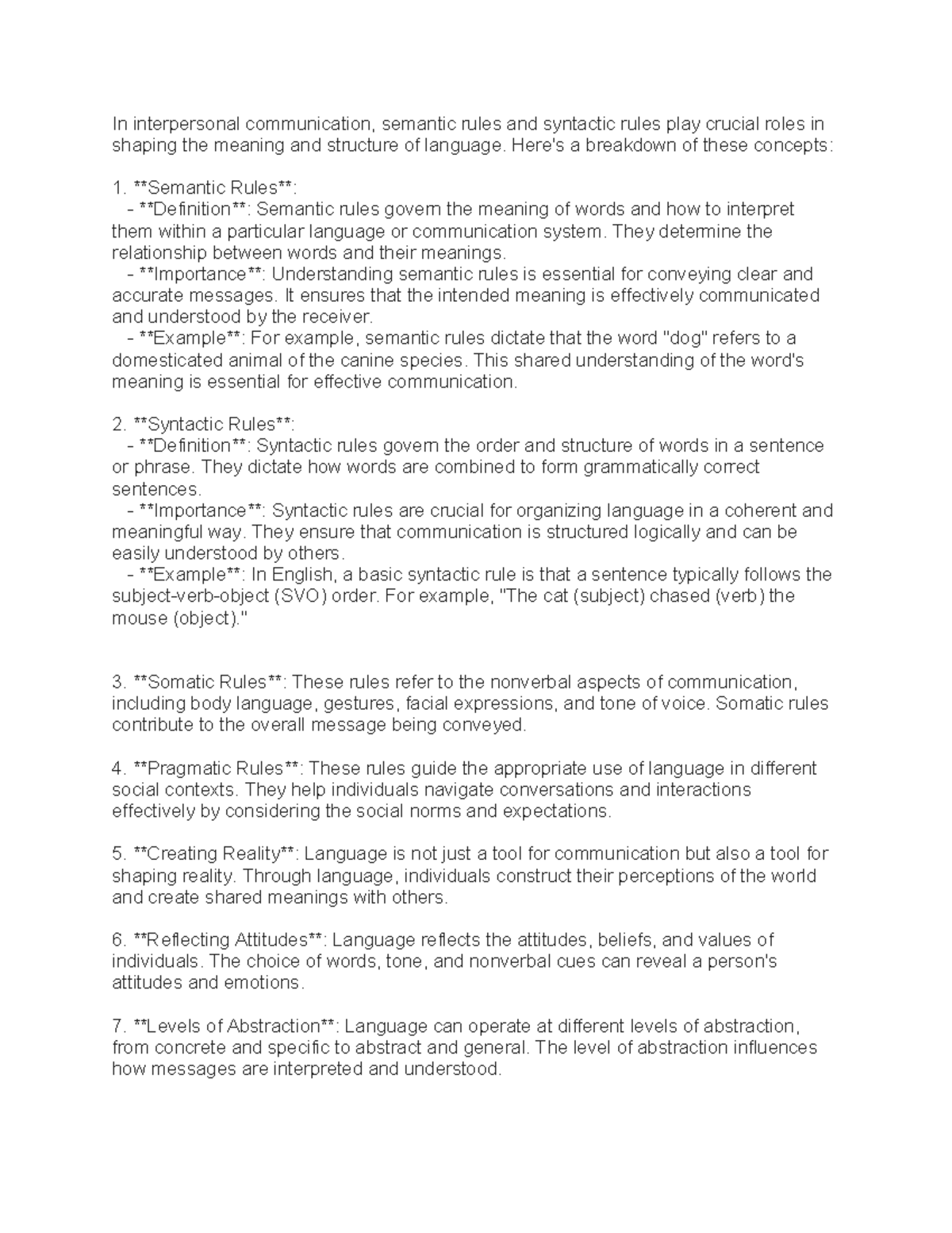 Chapter 4 notes - communication - In interpersonal communication ...