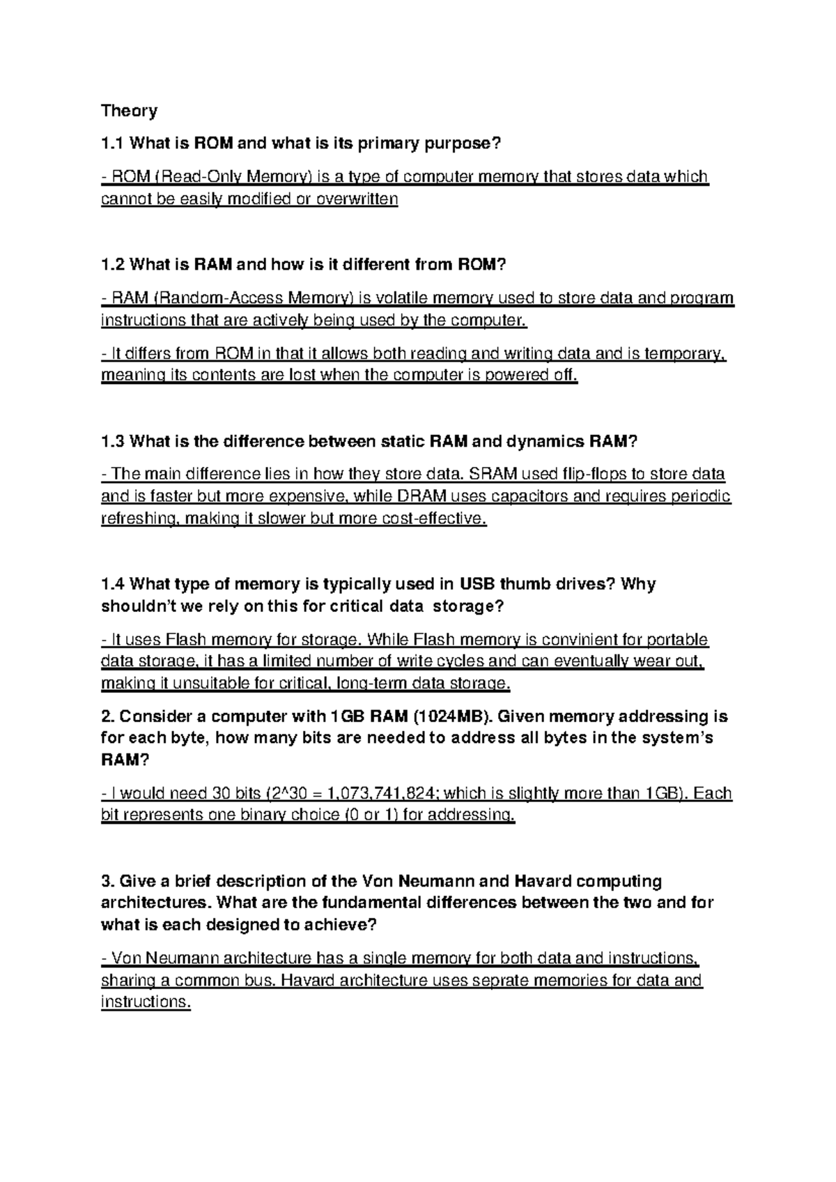 LAB 5 - abc - Theory 1 What is ROM and what is its primary purpose? ROM ...