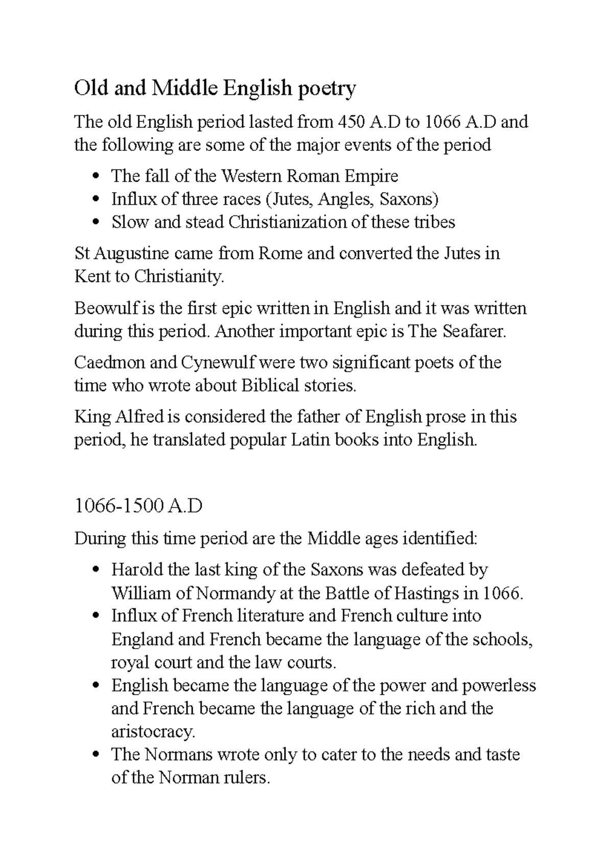 Old and Middle English poetry - Beowulf is the first epic written in ...