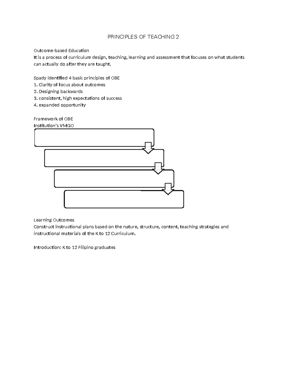 Principles OF Teaching 2 - PRINCIPLES OF TEACHING 2 Outcome-based ...
