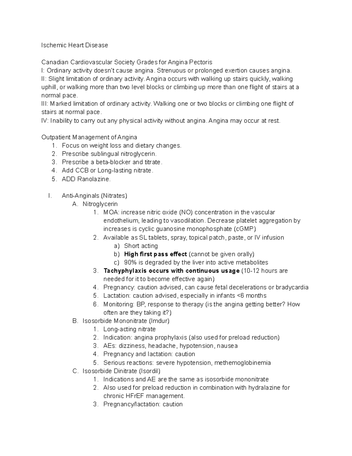 Cardiovascular Notes - Ischemic Heart Disease Canadian Cardiovascular ...
